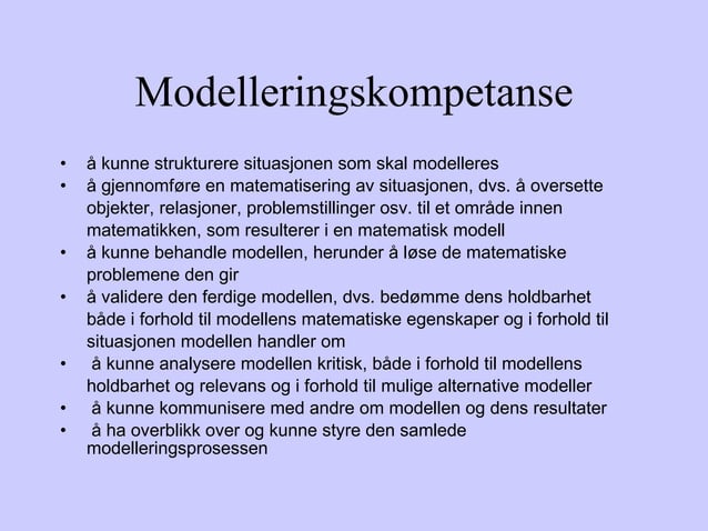 Matematis modellering og praktisk matematikk | PPT