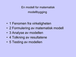 Matematis modellering og praktisk matematikk | PPT