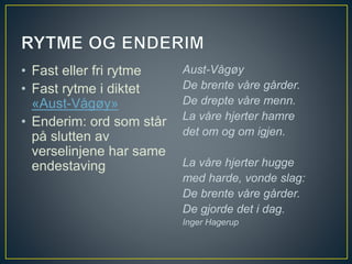 Lyrikk og lyriske virkemidler | PPT