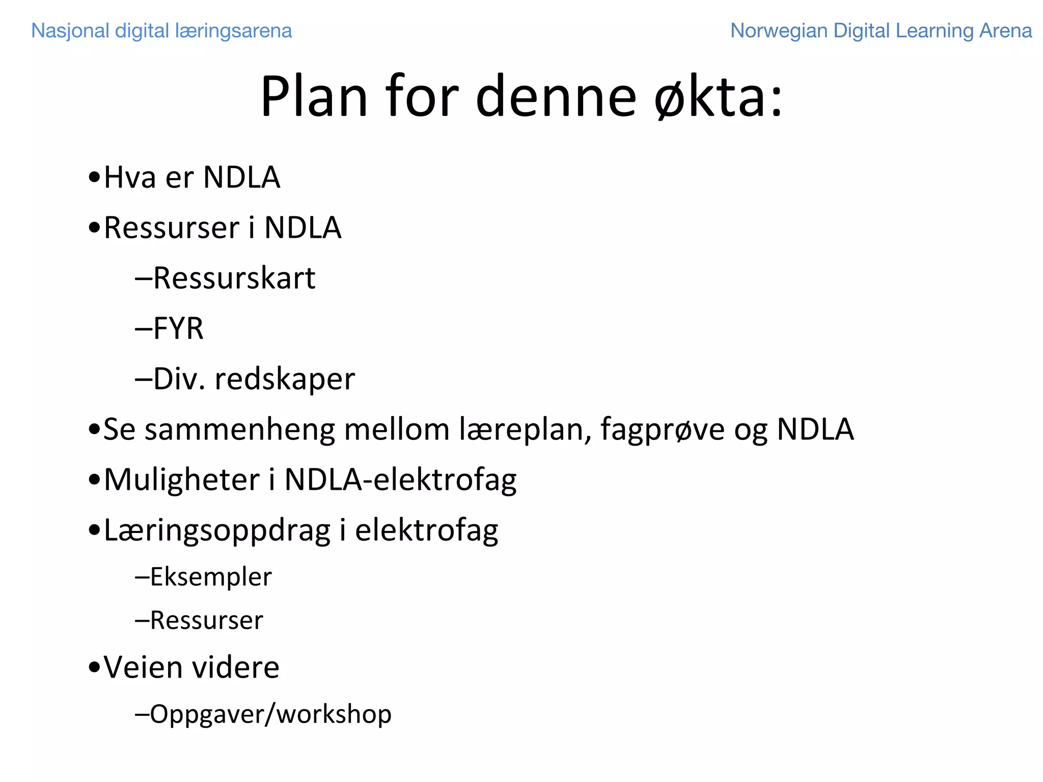 Presentasjon NDLA elektrofag november 2015 | PPTX
