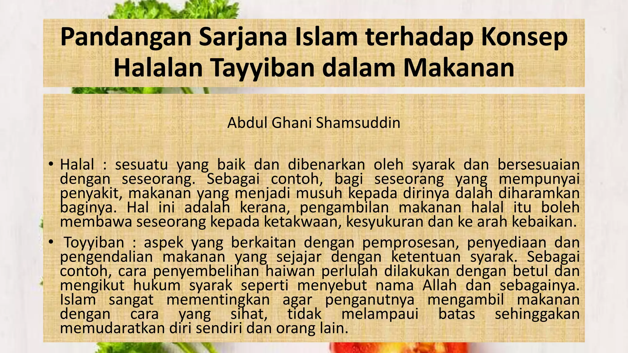 Konsep Halalan Tayyiban Menurut Ulama | PPTX