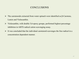 Extraction, identification and antioxidant activities of carotenoids ...