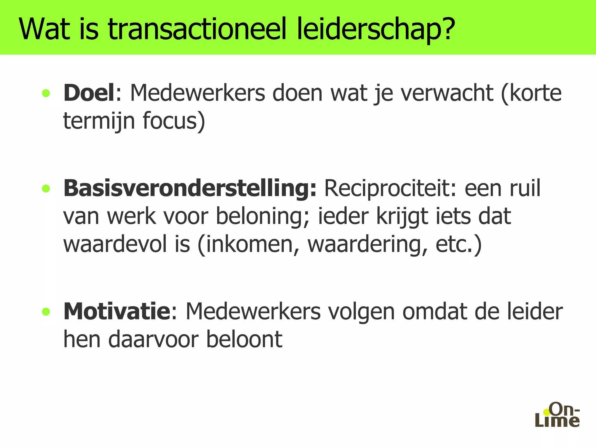 Presentatie Transformationeel Leiderschap | PPT