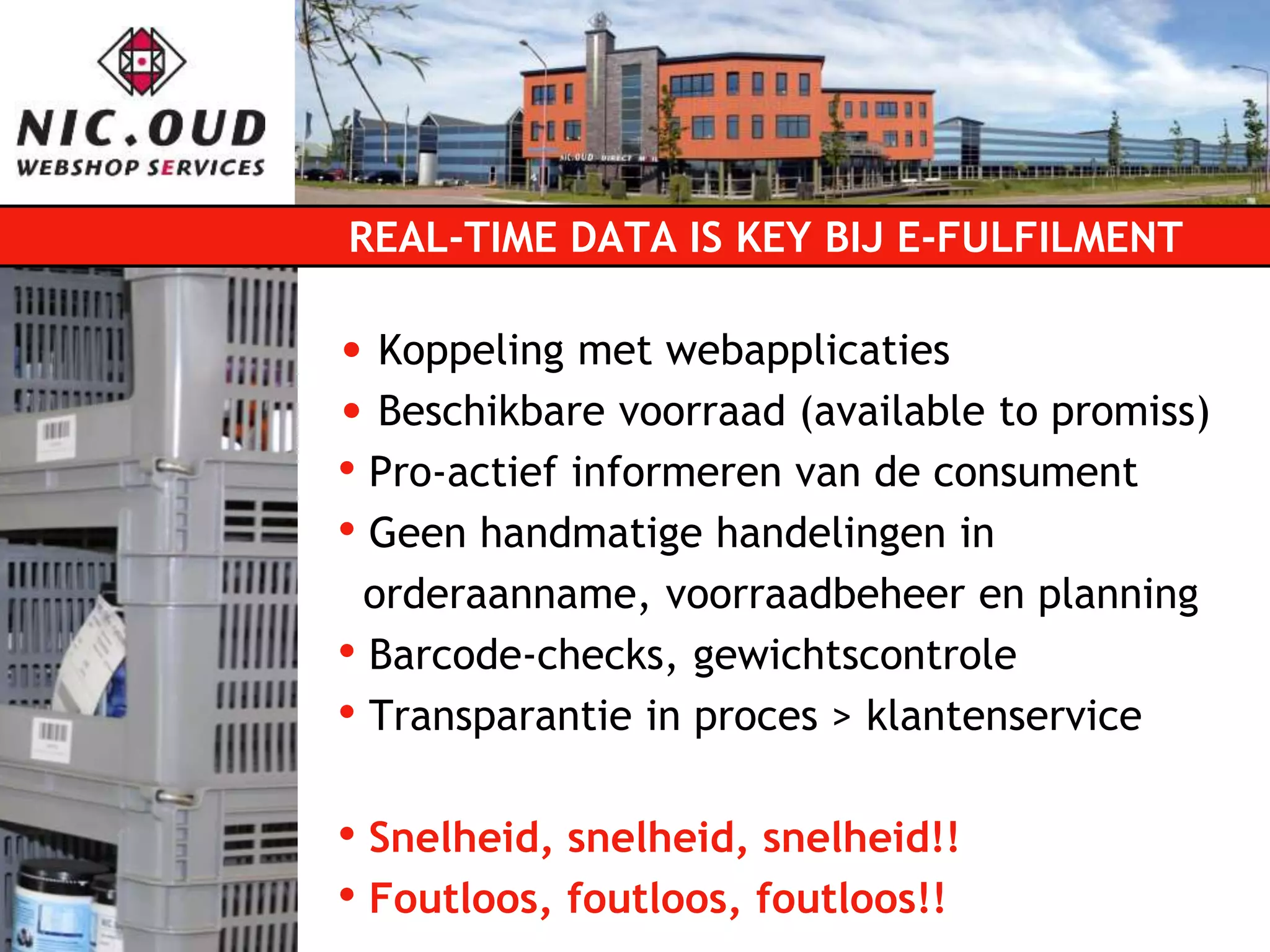 Inrichting e-fulfilment processen voor logistieke dienstverlening | PPT