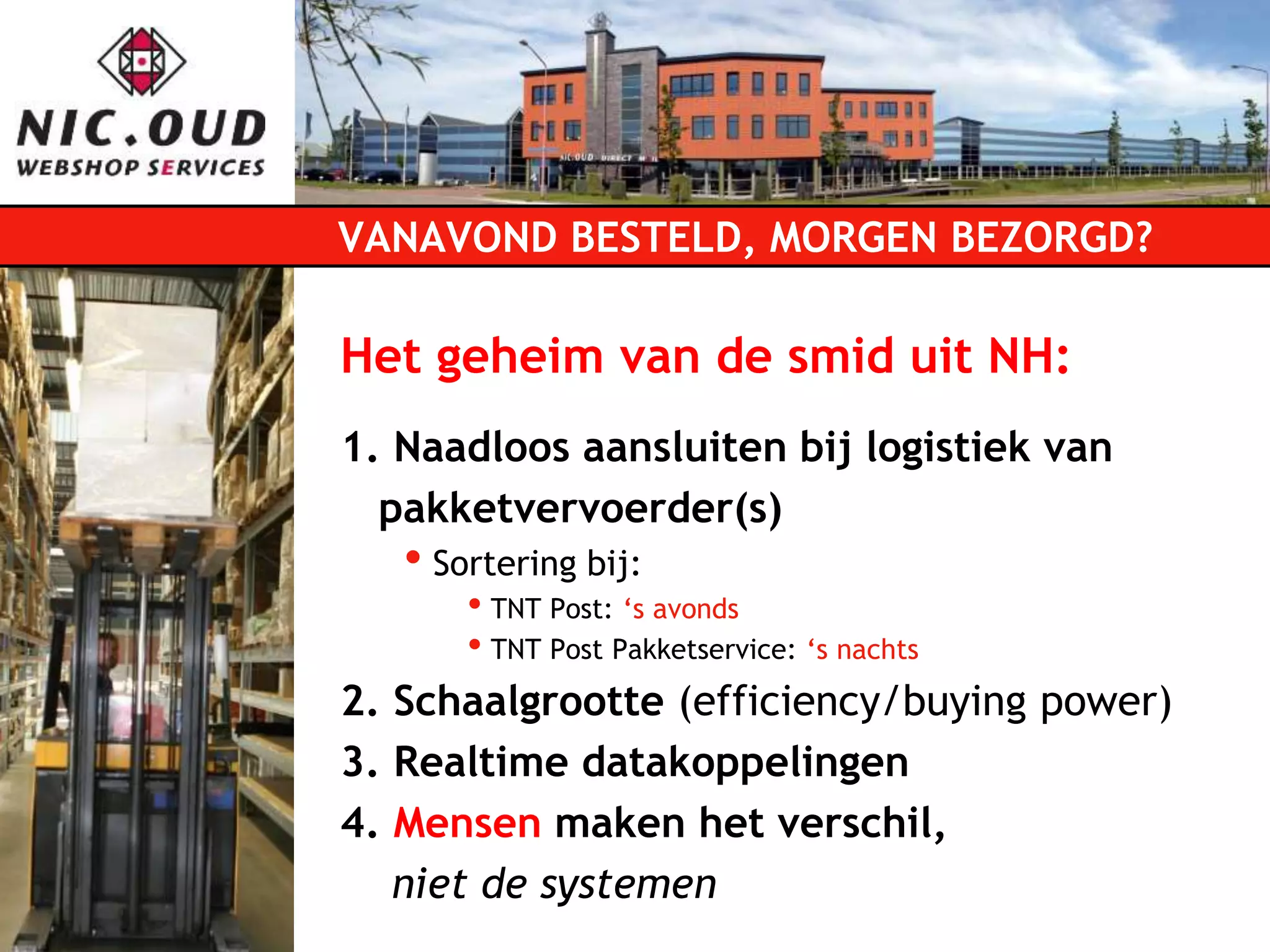 Inrichting e-fulfilment processen voor logistieke dienstverlening | PPT