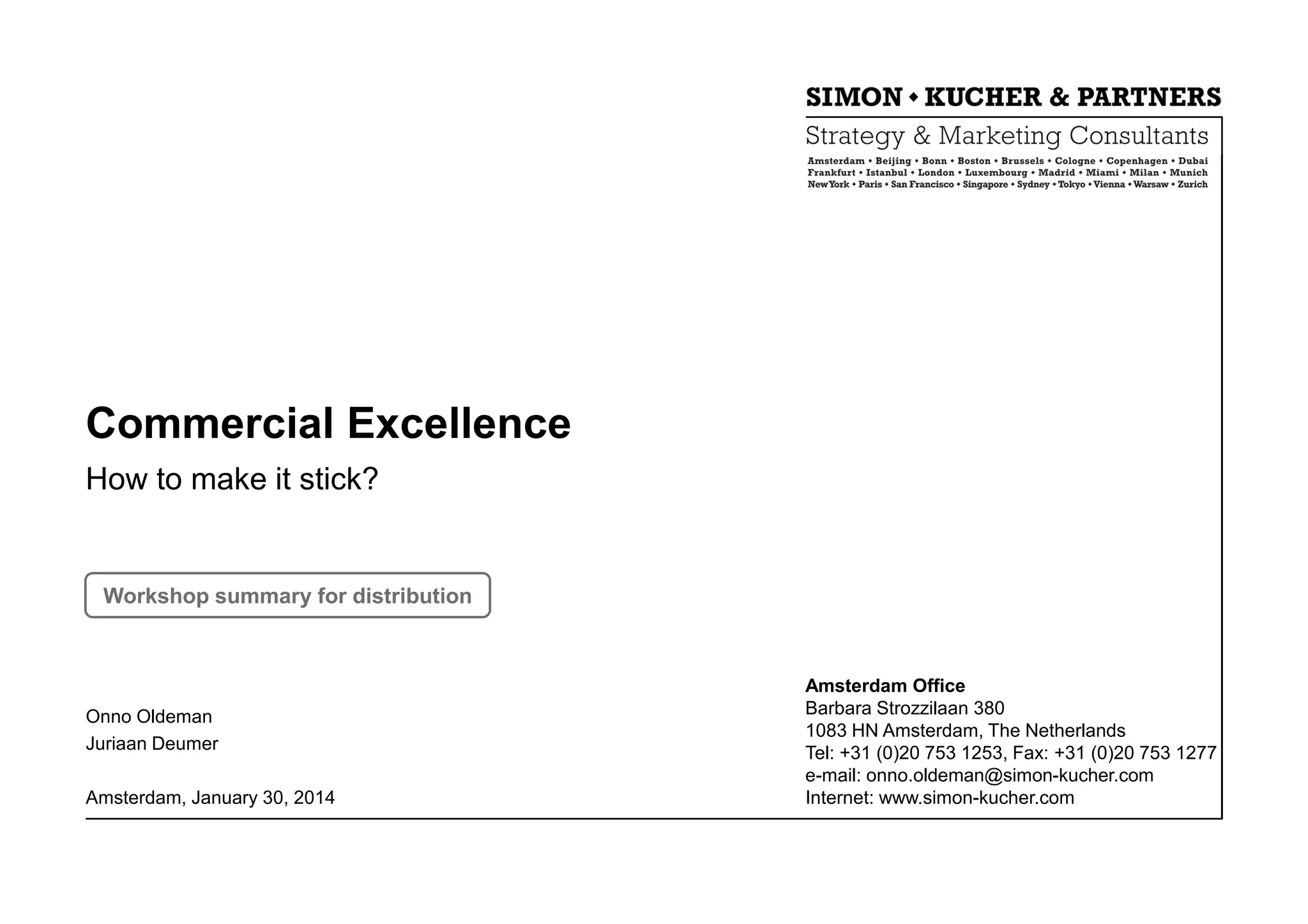 Executive | 140130 | Marketing & Sales | Commercial Excellence: how to ...