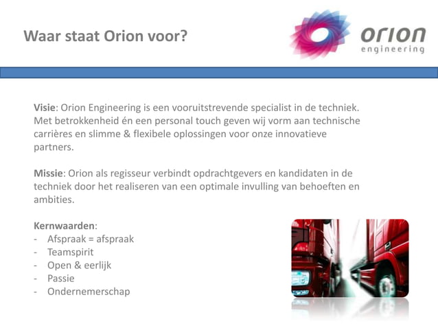 Maak kennis met Orion Engineering | PPTX | Business and Finance