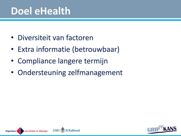 Zelfmanagement programma, presentation Symposium Ehealth Scientia ...