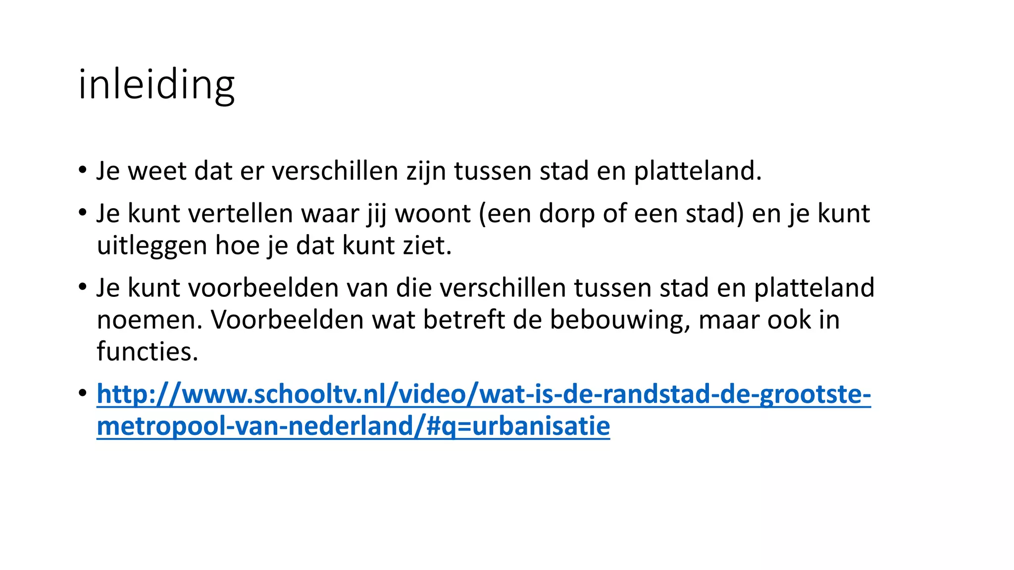 Presentatie stad en land | PPTX