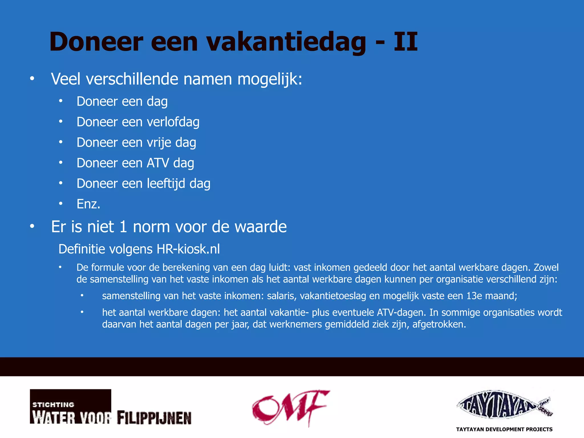 Doneer Een Dag / Donate a Day | PPT