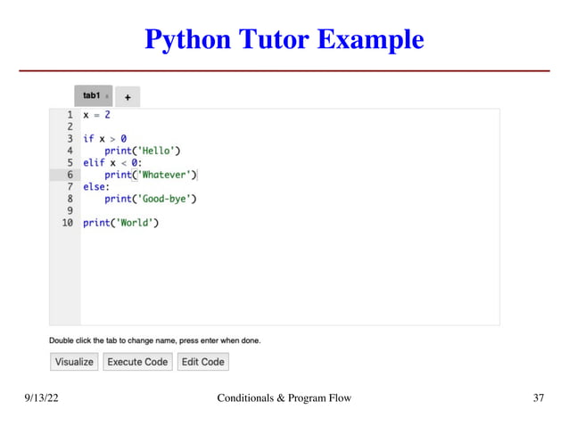 Python Slides conditioanls and control flow | PPT