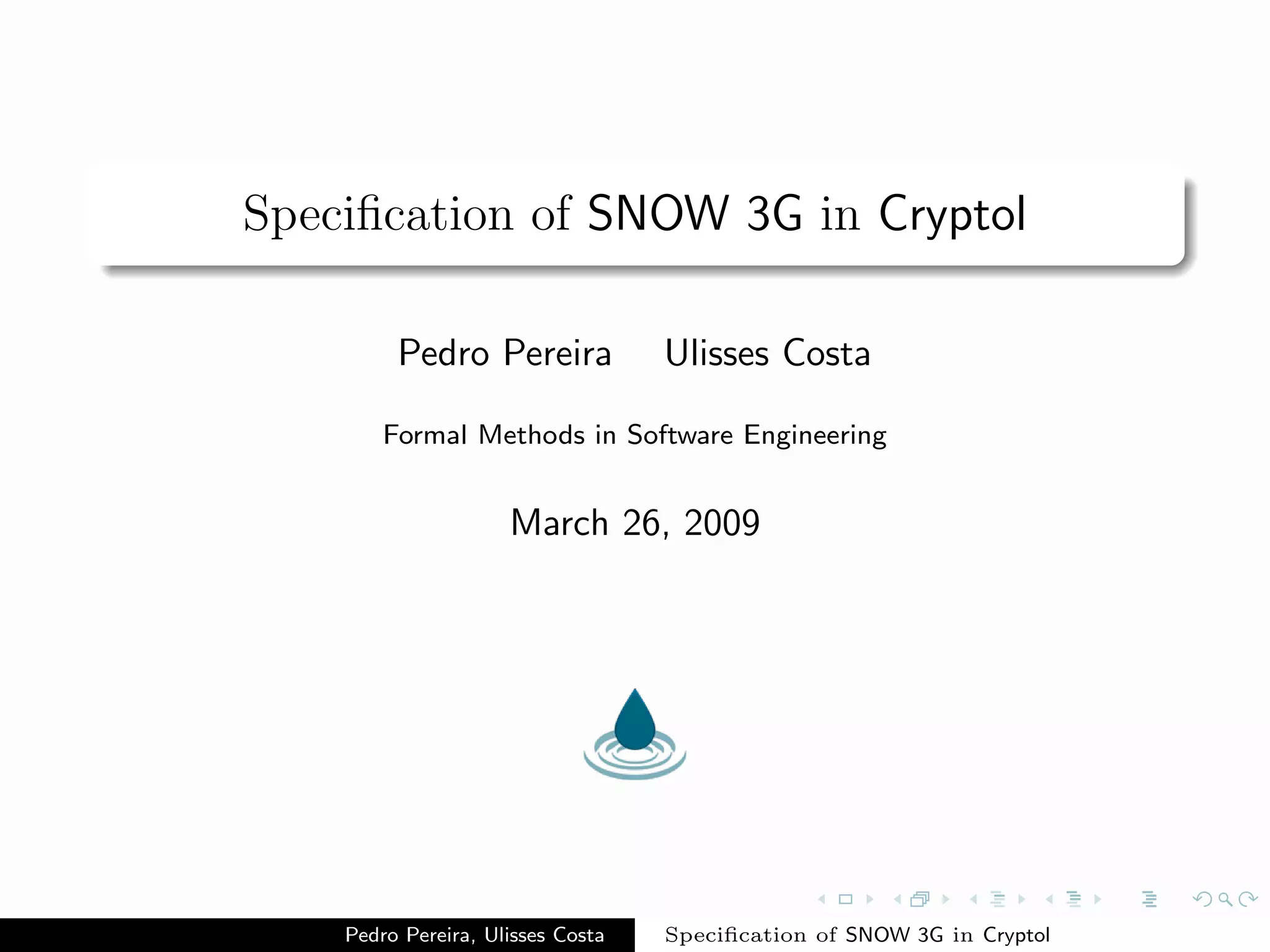 Specification of SNOW 3G in Cryptol | PPT