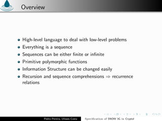 Specification of SNOW 3G in Cryptol | PPT