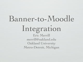 Banner to Moodle Integration | KEY