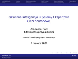 Sieci neuronowe | PPT