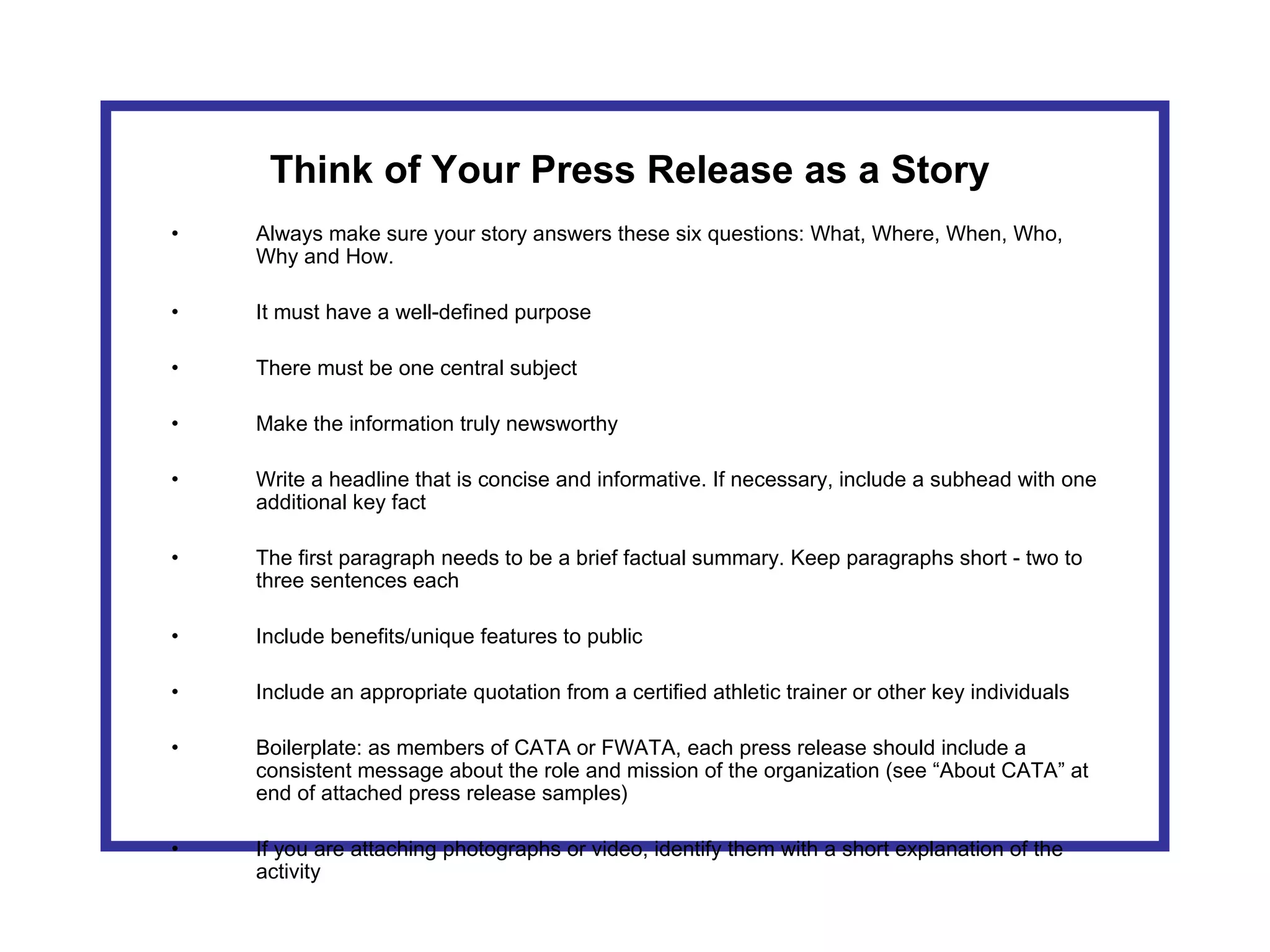 FWATA "An Exercise in Public Relations" | PPT