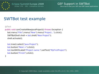 GEF Support in SWTBot - ESE 09 | PPT