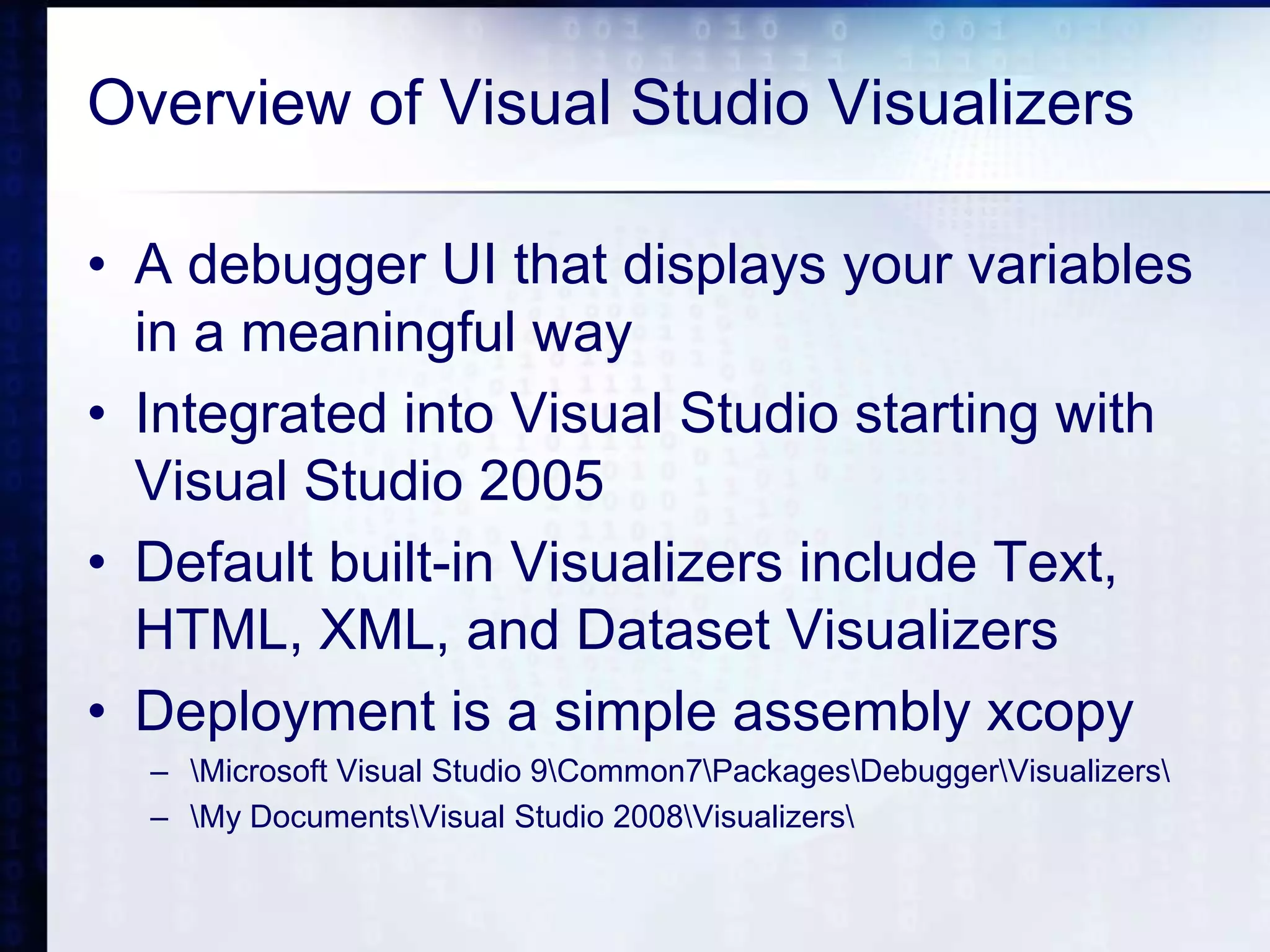Visual Studio Visualizers | PPT