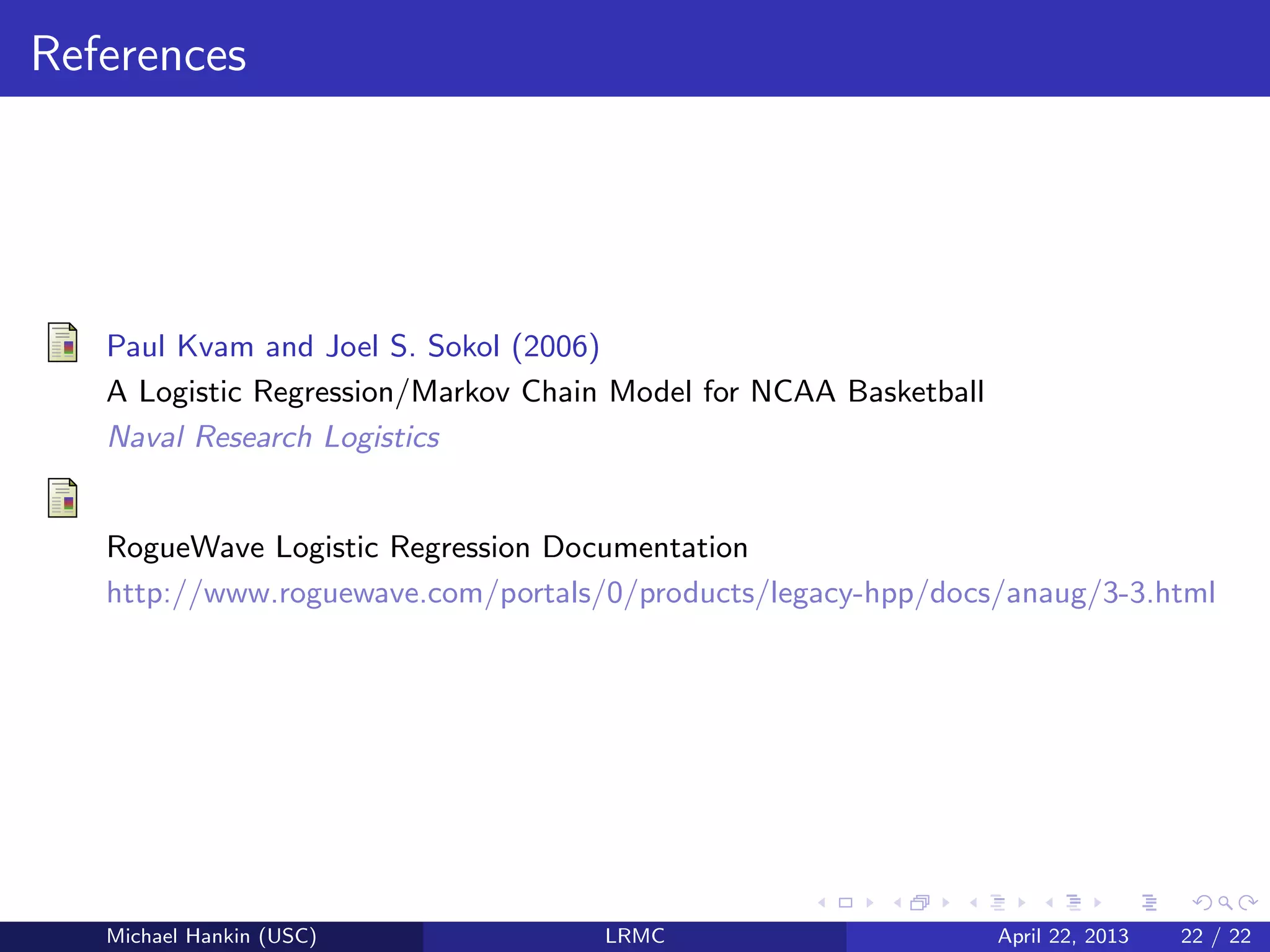 Logistic Regression/Markov Chain presentation | PDF | College ...