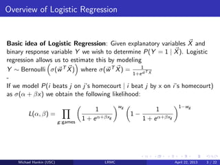 Logistic Regression/Markov Chain presentation | PDF | College Basketball | College Sports