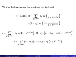 Logistic Regression/Markov Chain presentation | PDF | College Basketball | College Sports