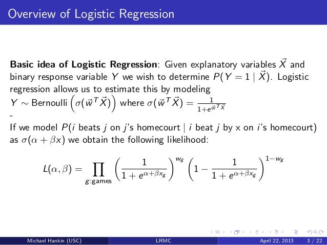 Logistic Regression/Markov Chain presentation