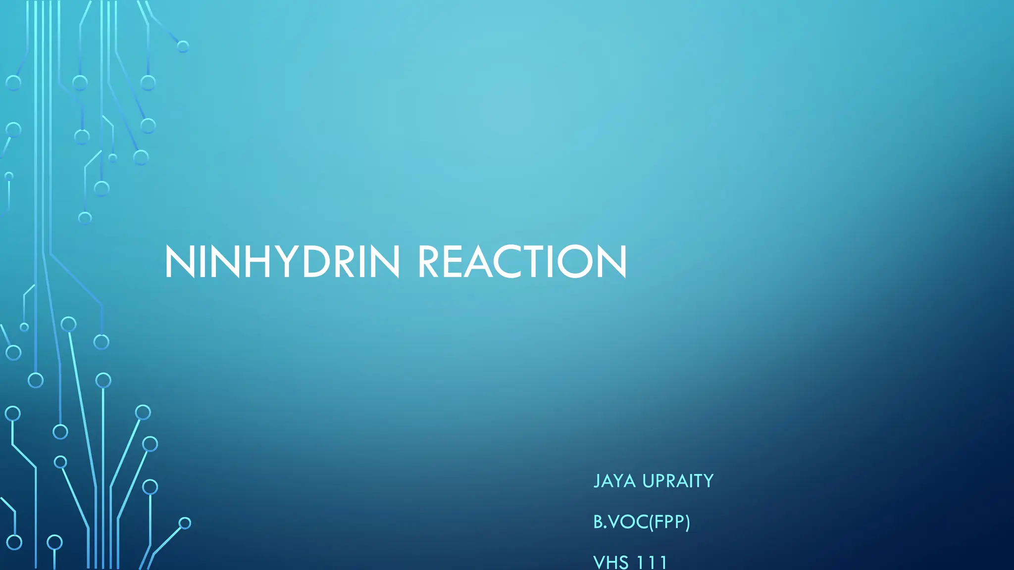 A presentation on the Ninhydrin Reactions | PPTX