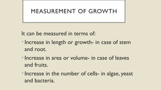 PLANT GROWTH ANALYSIS FOR THE AGRICULTURE STUDENTS | PPTX