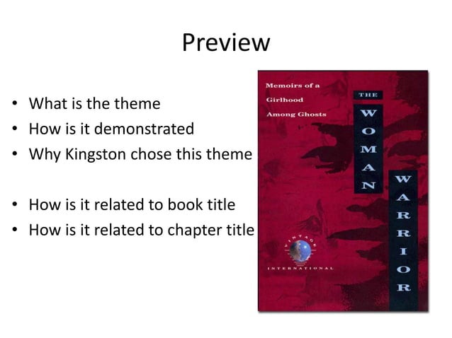 Woman Warrior Oral Presentation | PPTX | Fiction | Books and Literature