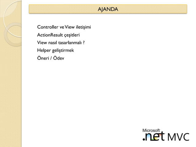 ASP.Net MVC ile Web Uygulamaları - 2(Controller ve View Kavramları) | PDF
