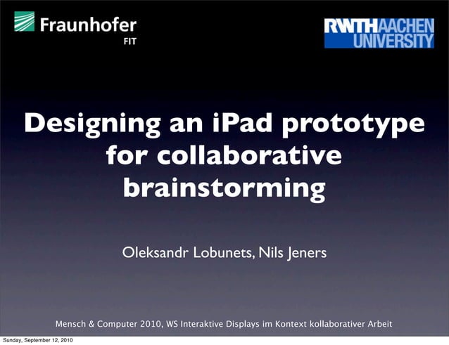 Designing an iPad prototype for collaborative brainstorming | PDF ...