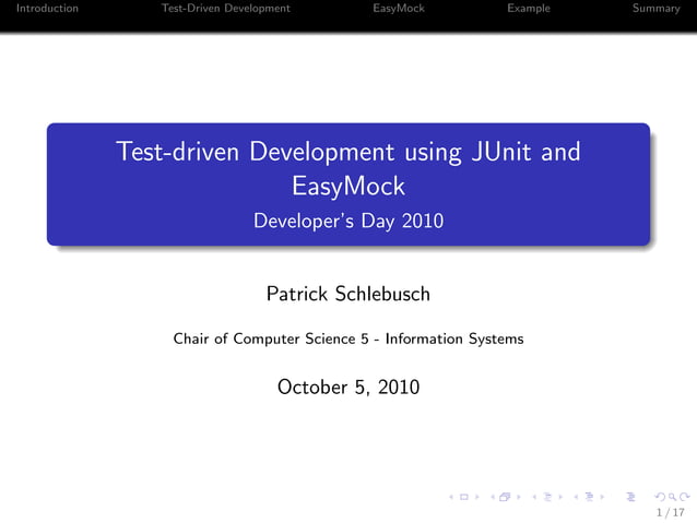 Testdriven Development using JUnit and EasyMock | PDF