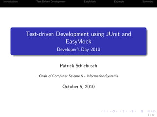 Testdriven Development using JUnit and EasyMock | PPT