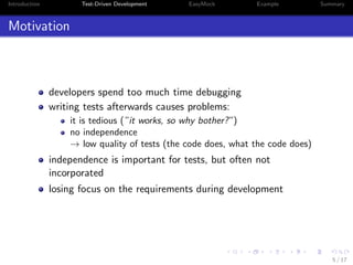 Testdriven Development using JUnit and EasyMock | PPT
