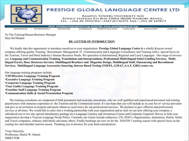 PRESTIGE GLOBAL LANGUAGE CENTRE | PPT