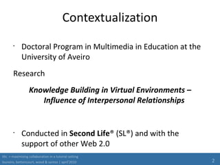 maximising collaboration in a tutorial setting | POT