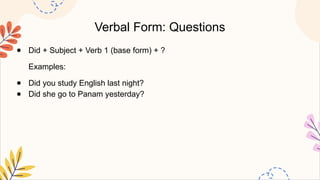 SIMPLE PAST TENSE, STRUCTURE, and others | PPT