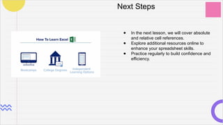 Introduction to Spreadsheet Skills in senior high school | PPTX