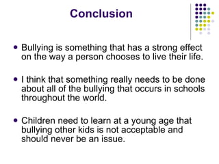 period 6-christina carter-the effects of bullying on children | PPT