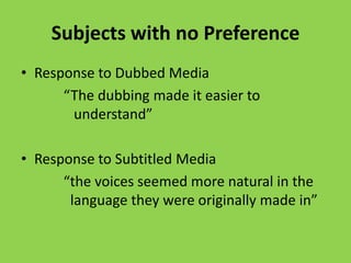Long-Term Effects of Dubbing and Subtitling | PPTX
