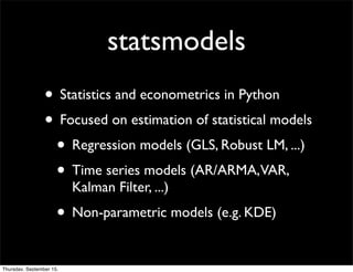 Data Analysis and Statistics in Python using pandas and statsmodels | PDF
