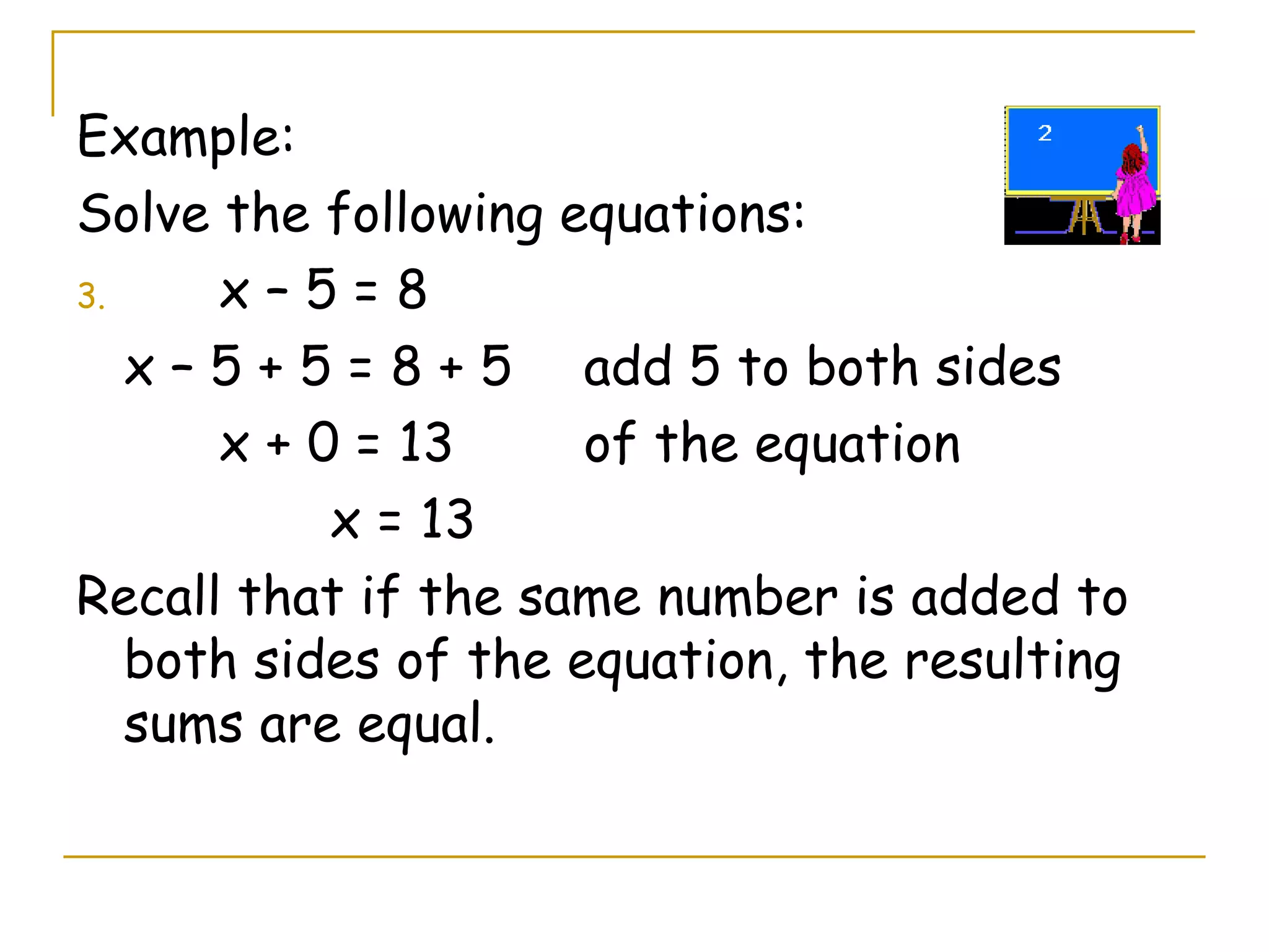 Linear Equations and Inequalities in One Variable | PPT