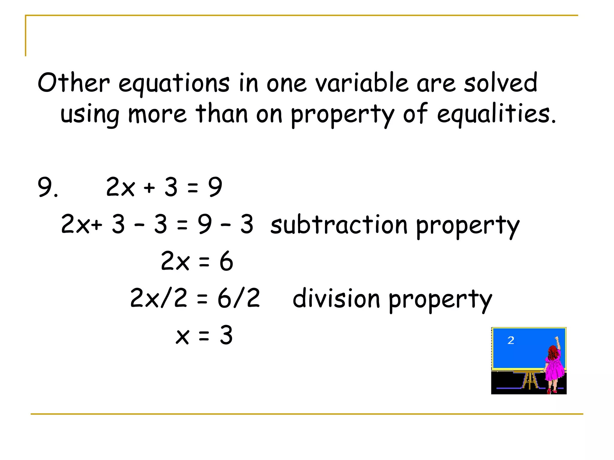 Linear Equations and Inequalities in One Variable | PPT