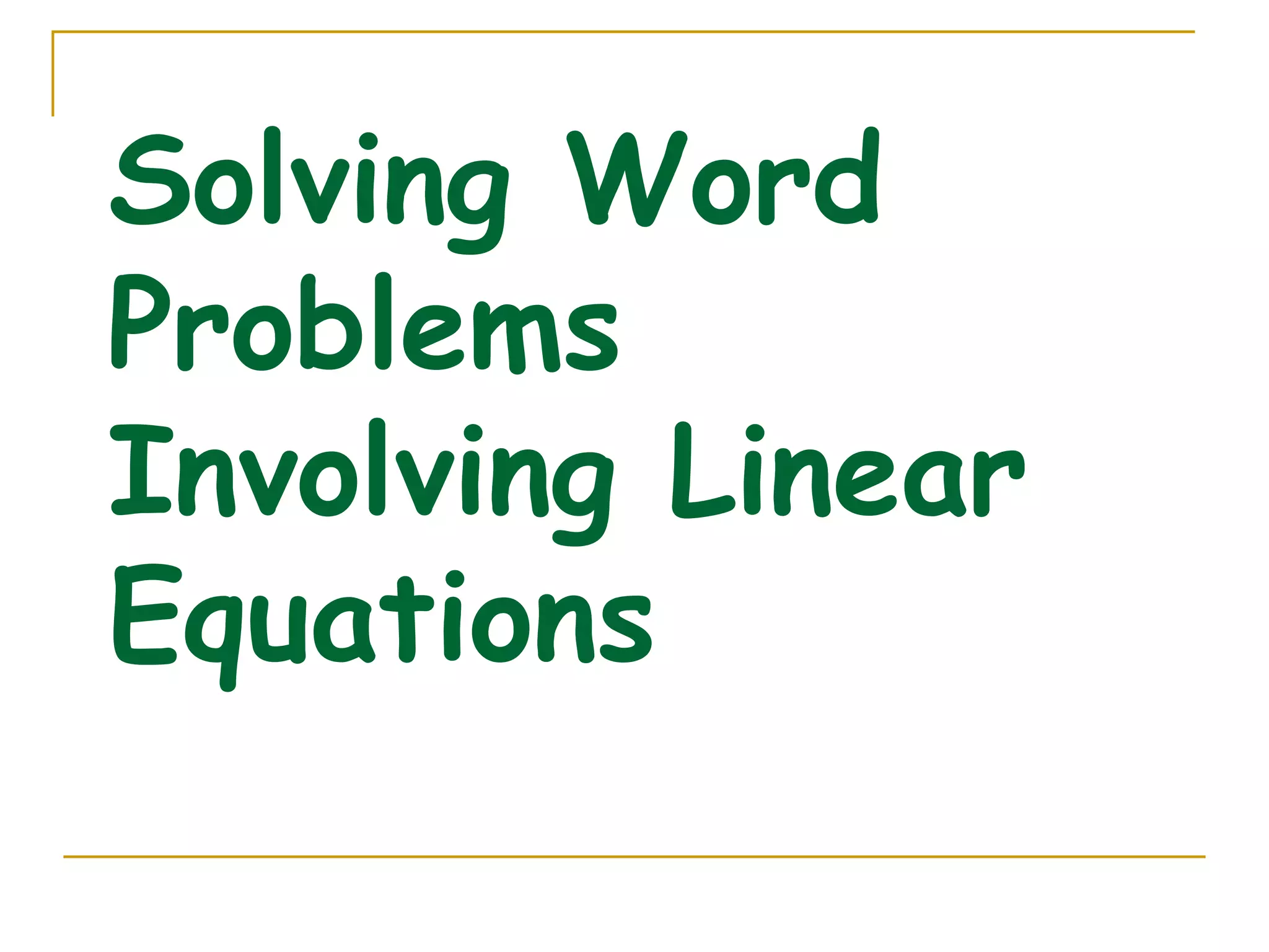 Linear Equations and Inequalities in One Variable | PPT