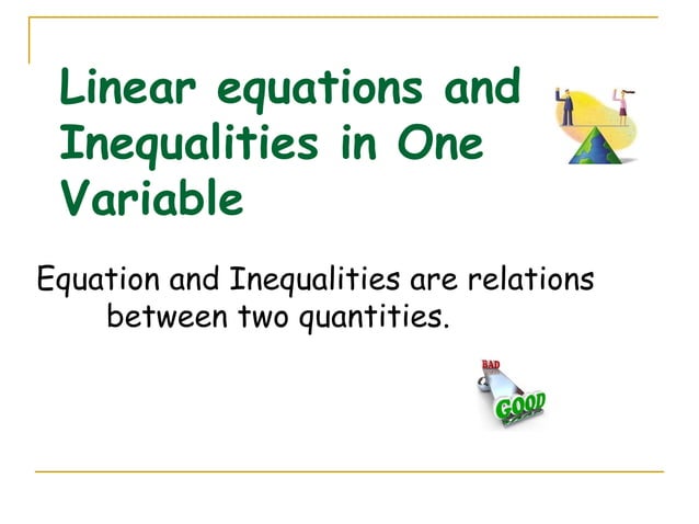 Linear Equations and Inequalities in One Variable | PPT