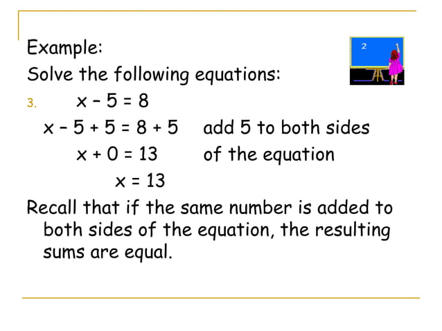 Linear Equations and Inequalities in One Variable | PPT