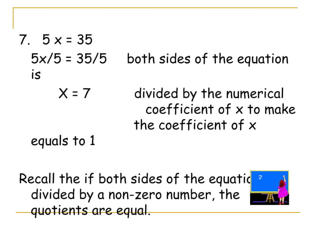 Linear Equations and Inequalities in One Variable | PPT