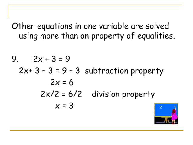 Linear Equations and Inequalities in One Variable | PPT