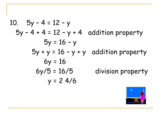 Linear Equations and Inequalities in One Variable | PPT