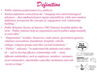 Public Relations as a Profession: Yesterday, Today and Tomorrow | PPTX ...